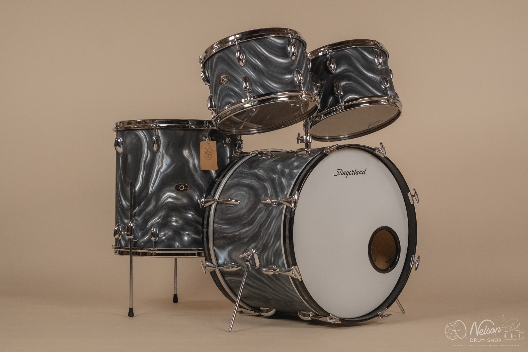 1960s Slingerland 'Modern Solo Outfit' in Charcoal Satin Flame - 14x20 ...