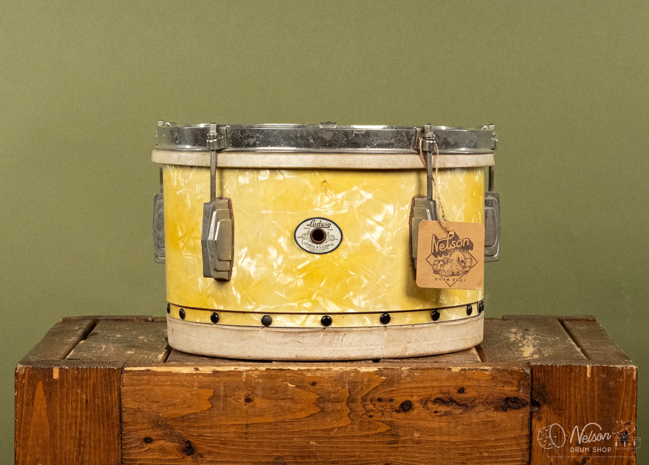 1940s Ludwig Tack Bottom Tom in White Marine Pearl - 7x11 – Nelson Drum ...