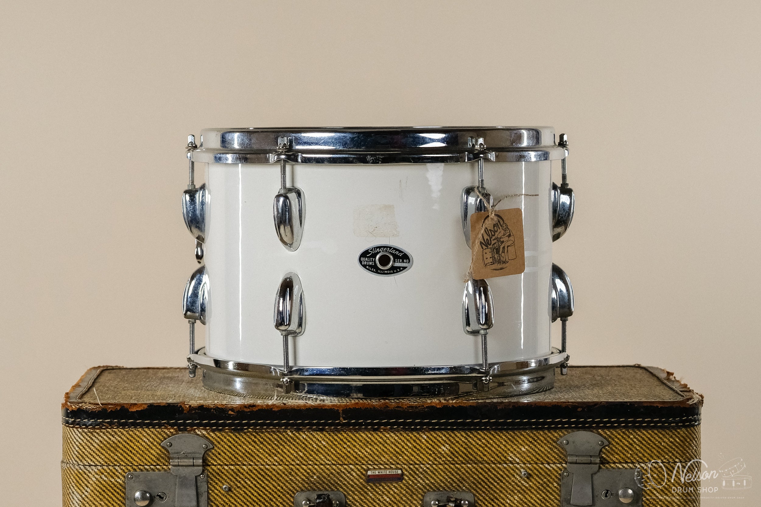 1970s Slingerland 3-Ply in White Gloss - 8x12 – Nelson Drum Shop