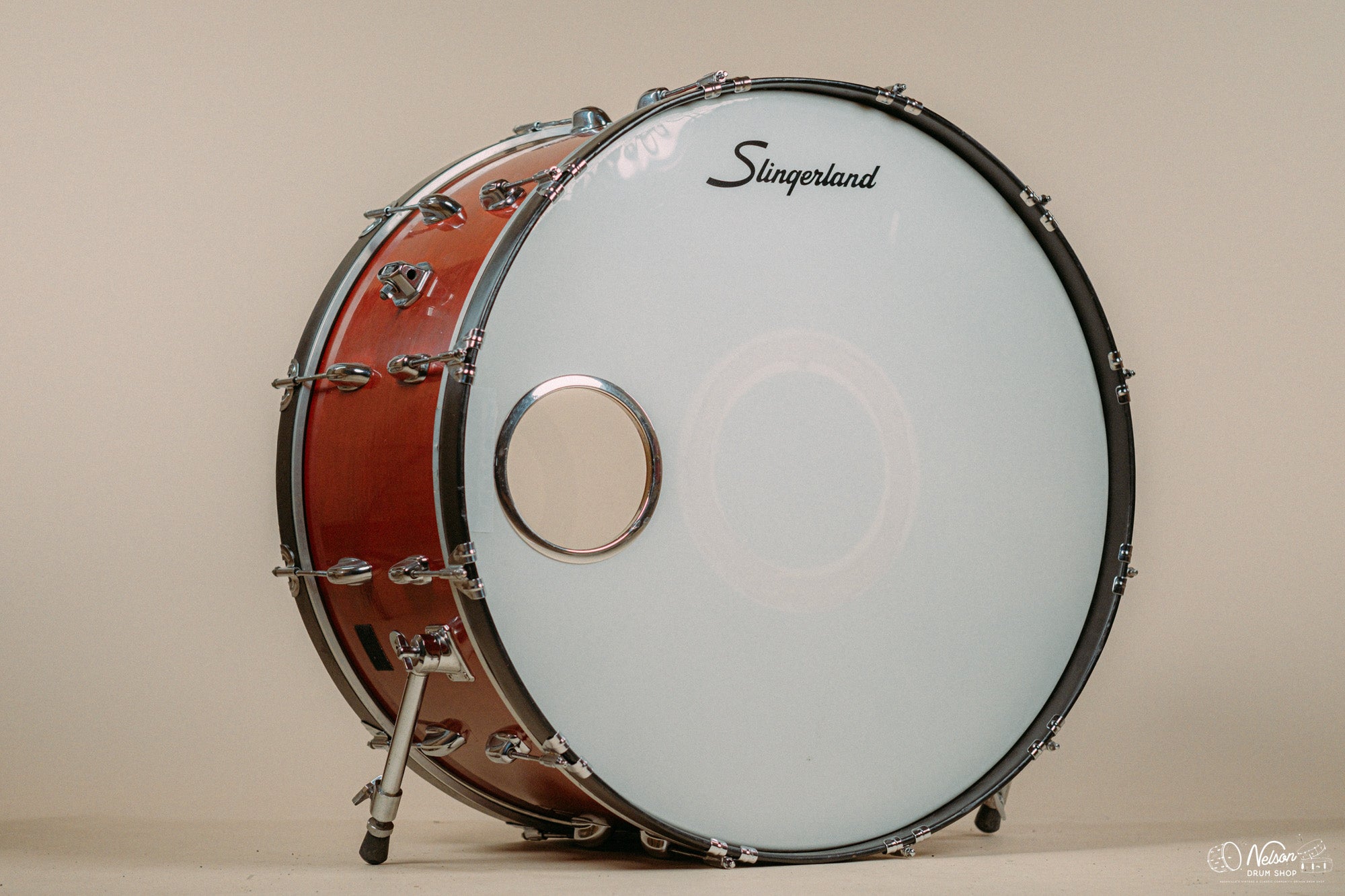 1980s Slingerland in Red Lacquer - 16x28 – Nelson Drum Shop