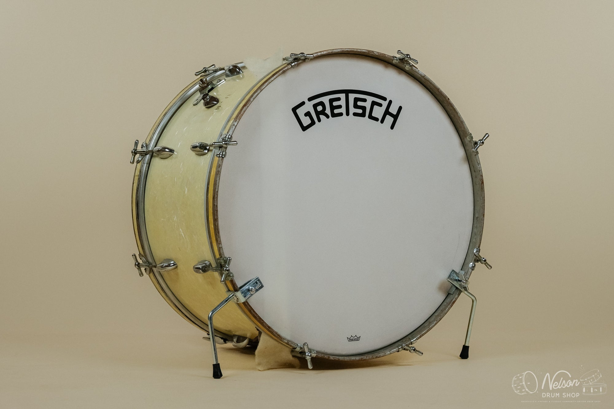 1953 Walberg & Auge / Gretsch 3 ply Bass Drum in White Marine Pearl ...