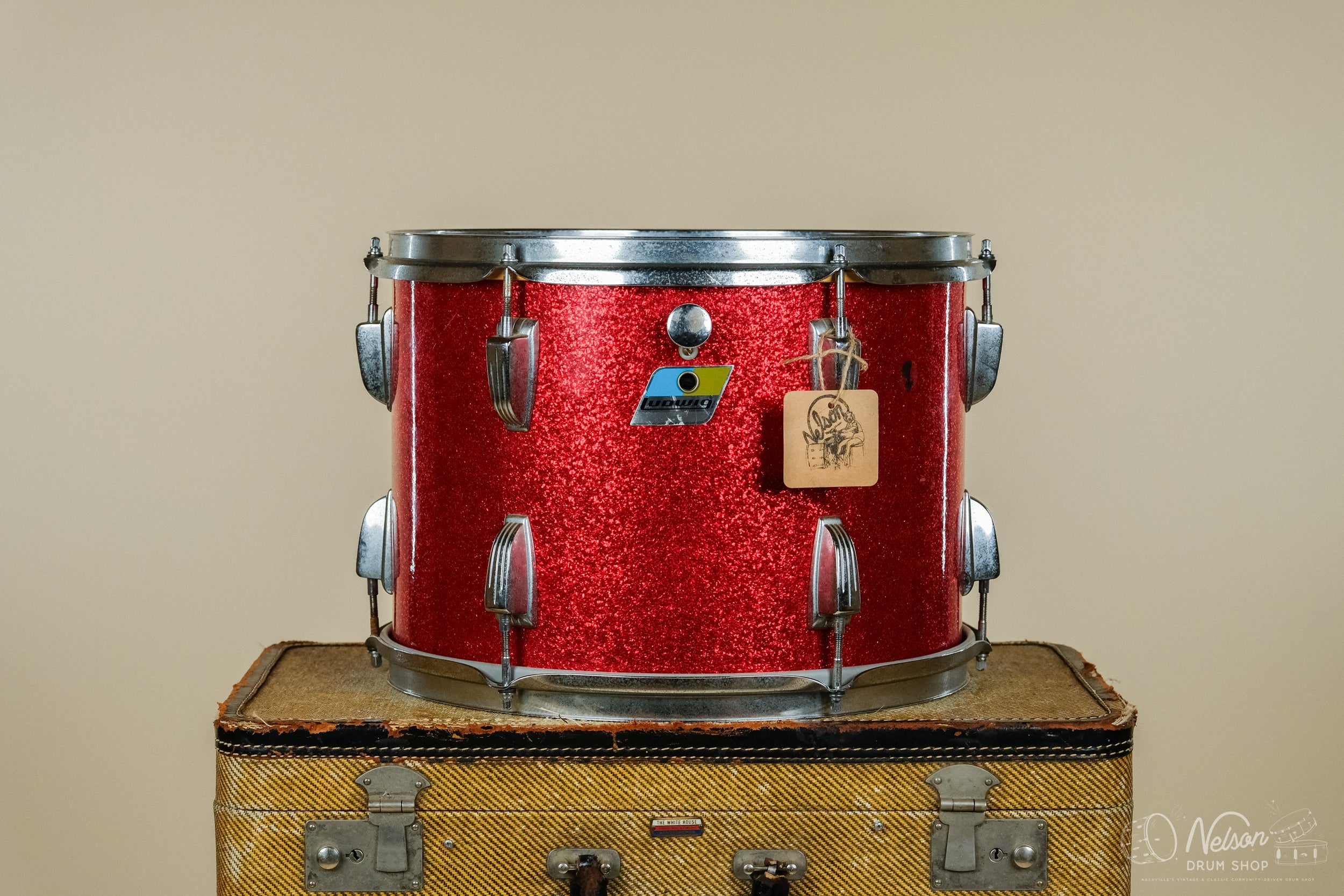 1970s Ludwig 3 ply Tom in Red Sparkle - 10x14 – Nelson Drum Shop